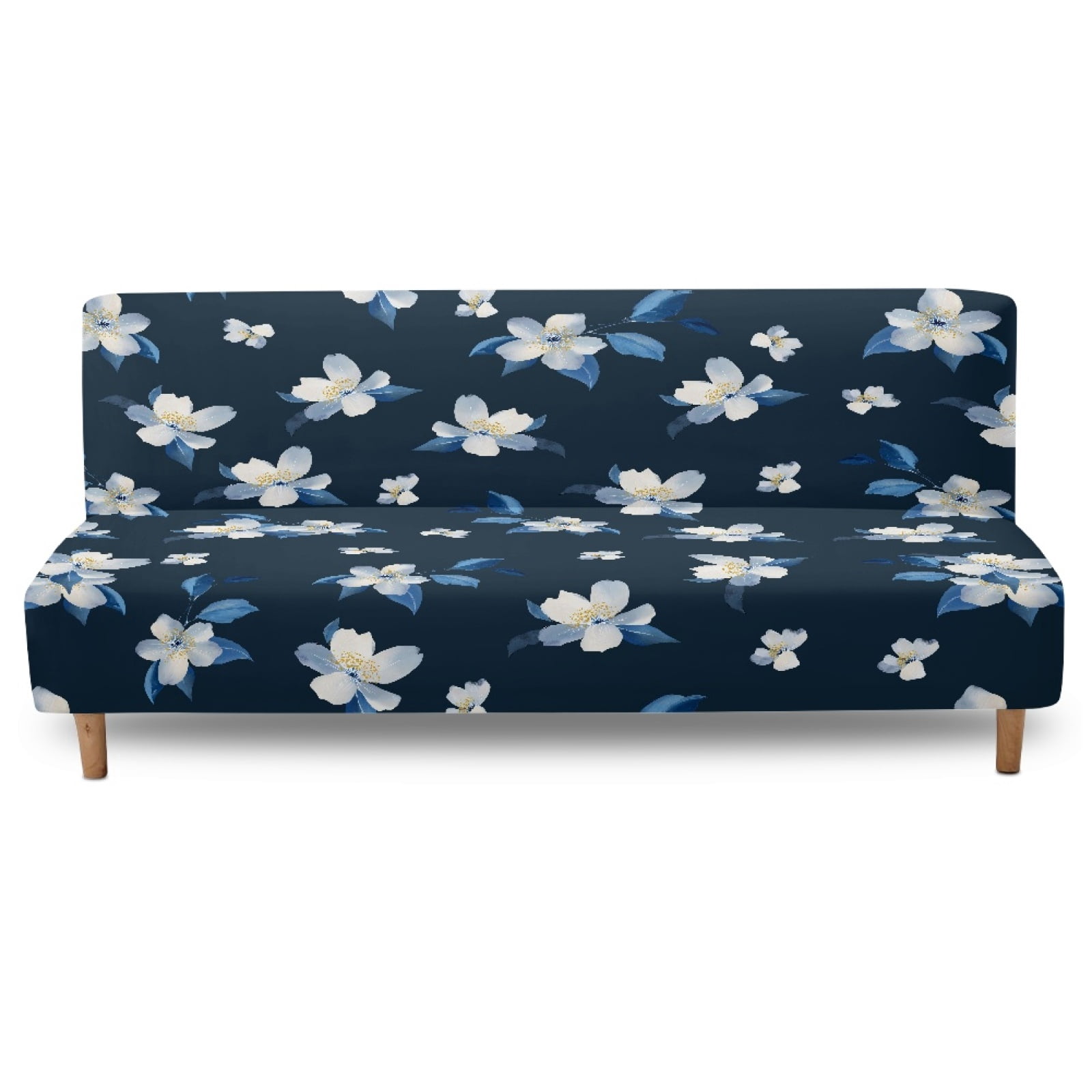 Jiueut Pear Blossom Pattern Armless Futon Sofa Slipcover, Stretchable ...