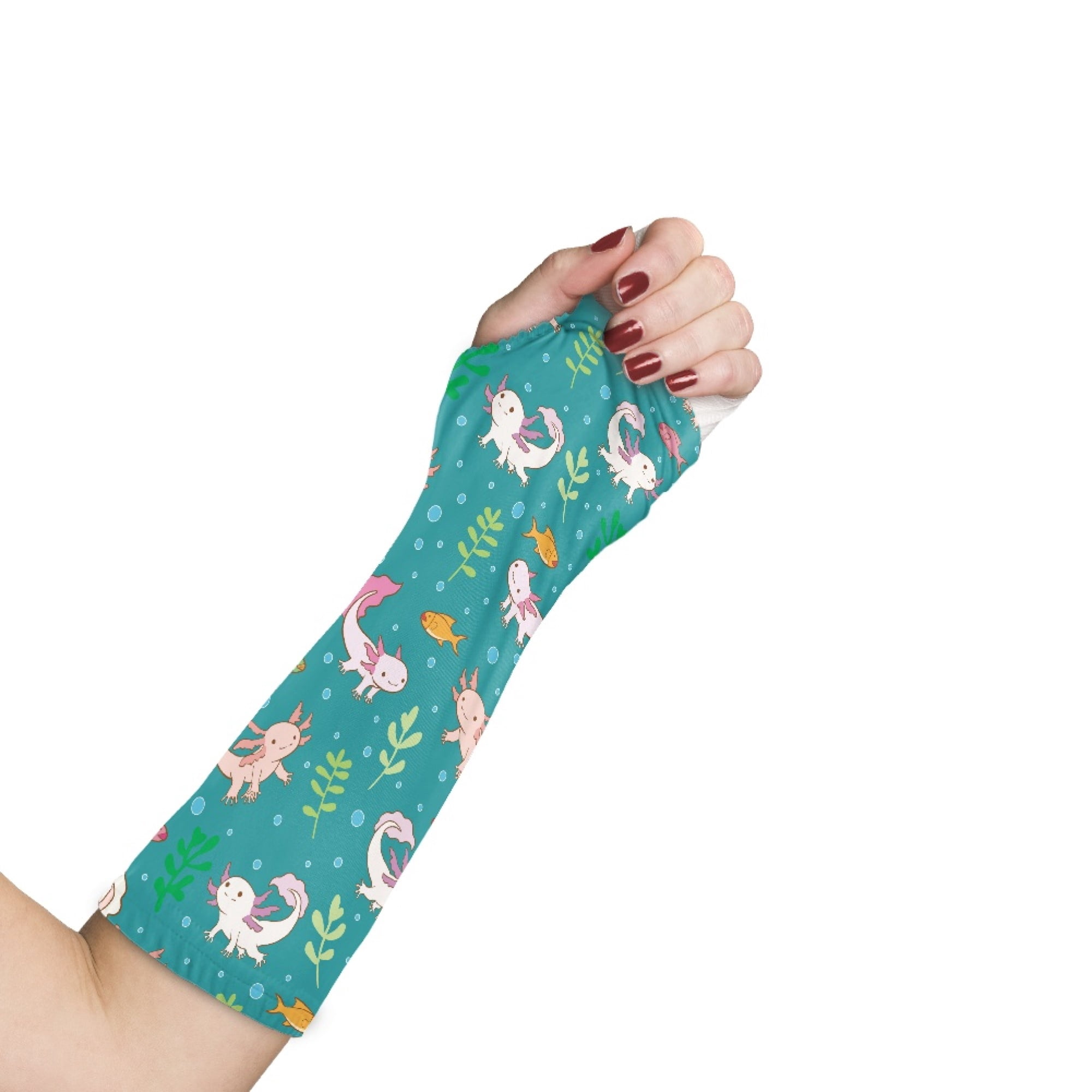 Jiueut Pink Axolotl Arm Cast Cover Arm Cast Sleeve with Thumb Cover ...