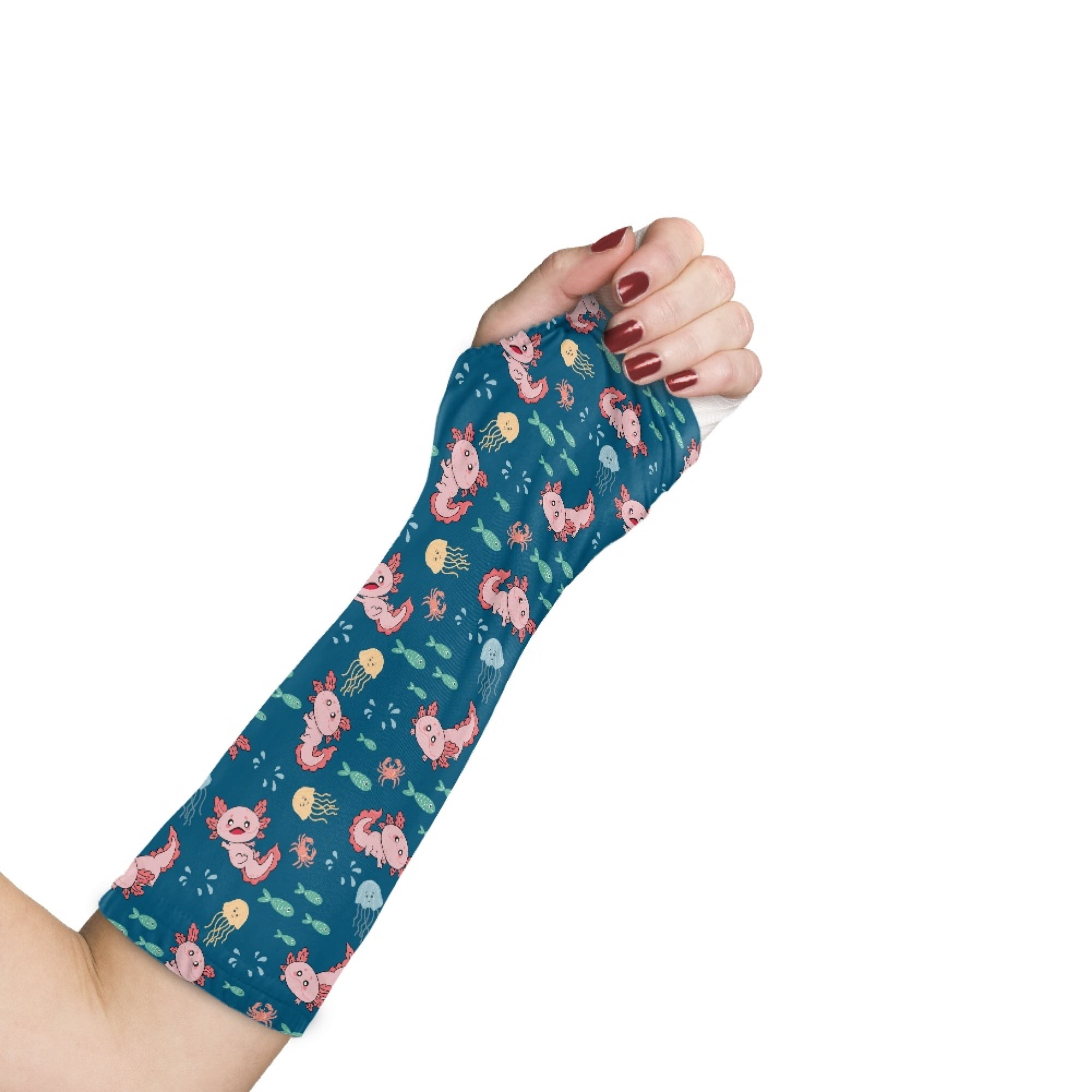 Jiueut Pink Axolotl Arm Cast Cover Arm Cast Sleeve with Thumb Cover ...