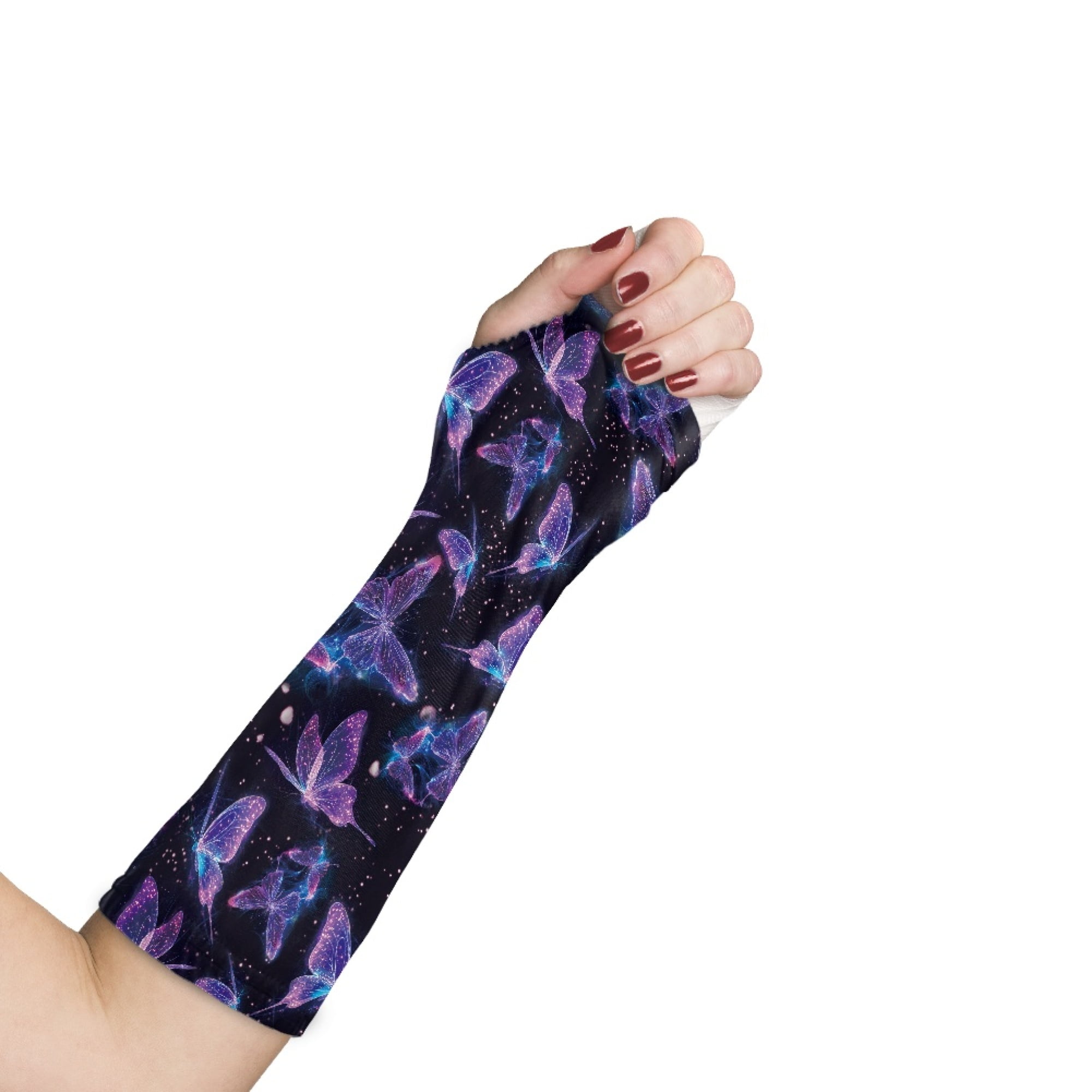 Jiueut Purple Butterfly Arm Cast Cover Arm Cast Sleeve with Thumb Cover ...