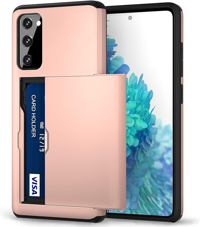 Jiunai S20 FE Case, Galaxy S20 FE Case Credit Card IDs Holder Shell Wallet Case Sliding Back ...