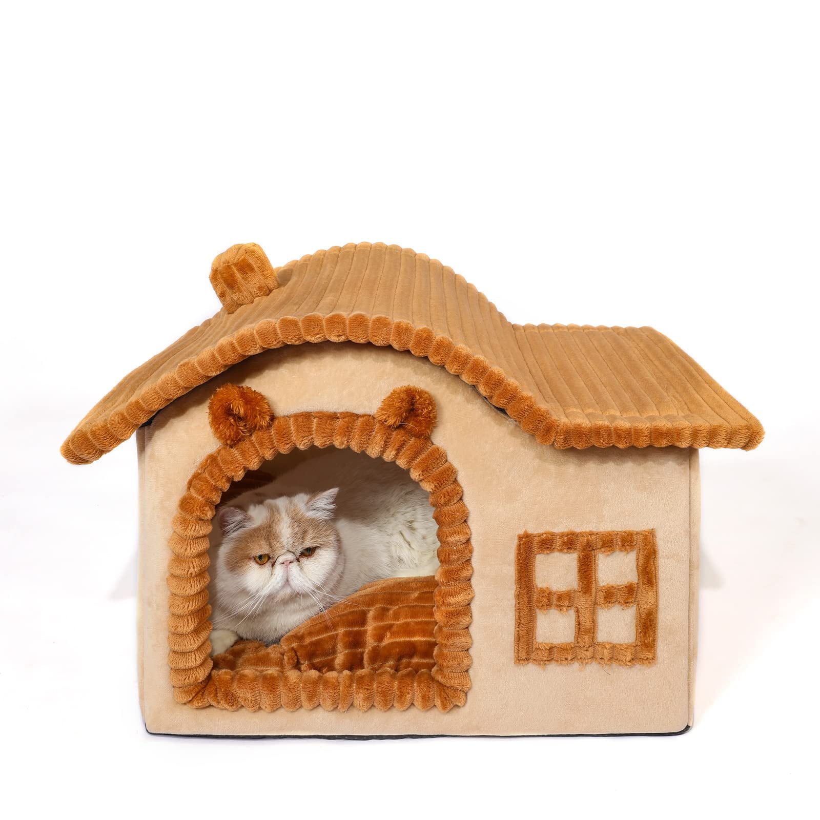 Jiupety Bear Cat House for Cat, Chimney Cat House for Indoor Cats ...