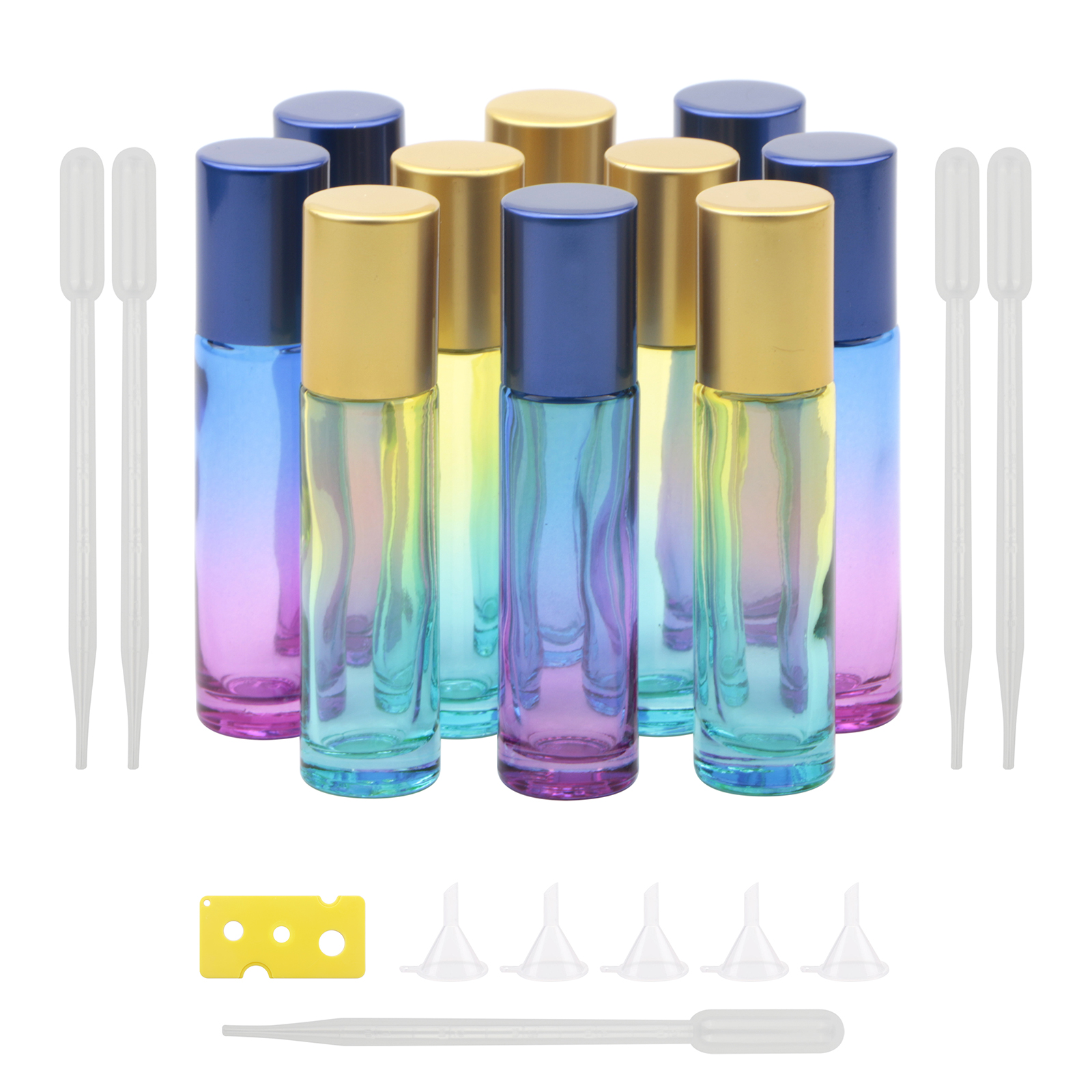Jiuwu Rolling Glass Bottle for Essential Oil 10ml 10pcs Colorful Roller Bottles with Stainless ...