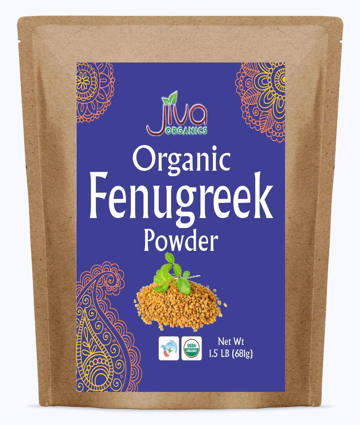 Jiva Organic Fenugreek Powder MFF30 1.5 LB Bulk Bag - Non-GMO, Gluten ...