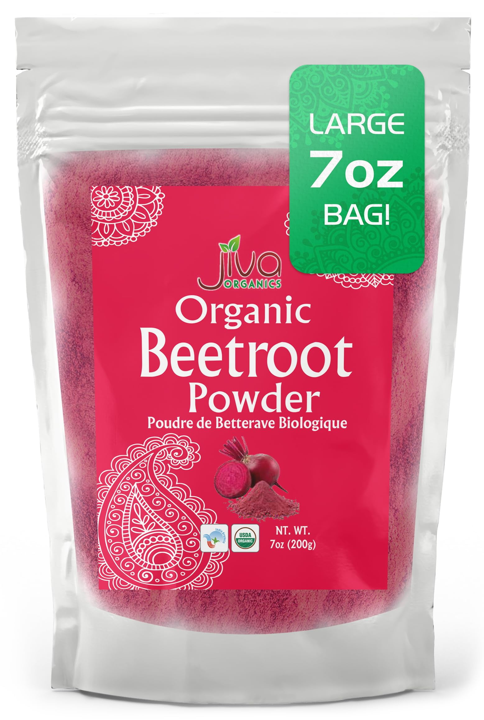 Jiva Organics Beet Root GGA1 Powder 7 Oz Bag - for Baking & Smoothies ...