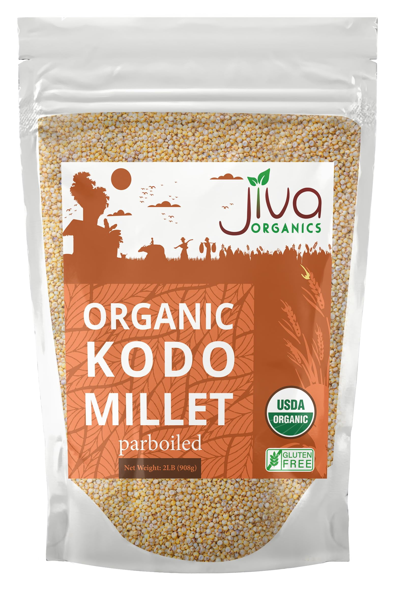 Jiva Organics Kodo Millet 2 LB AIS1 Bag | Whole Grain, Gluten-Free ...