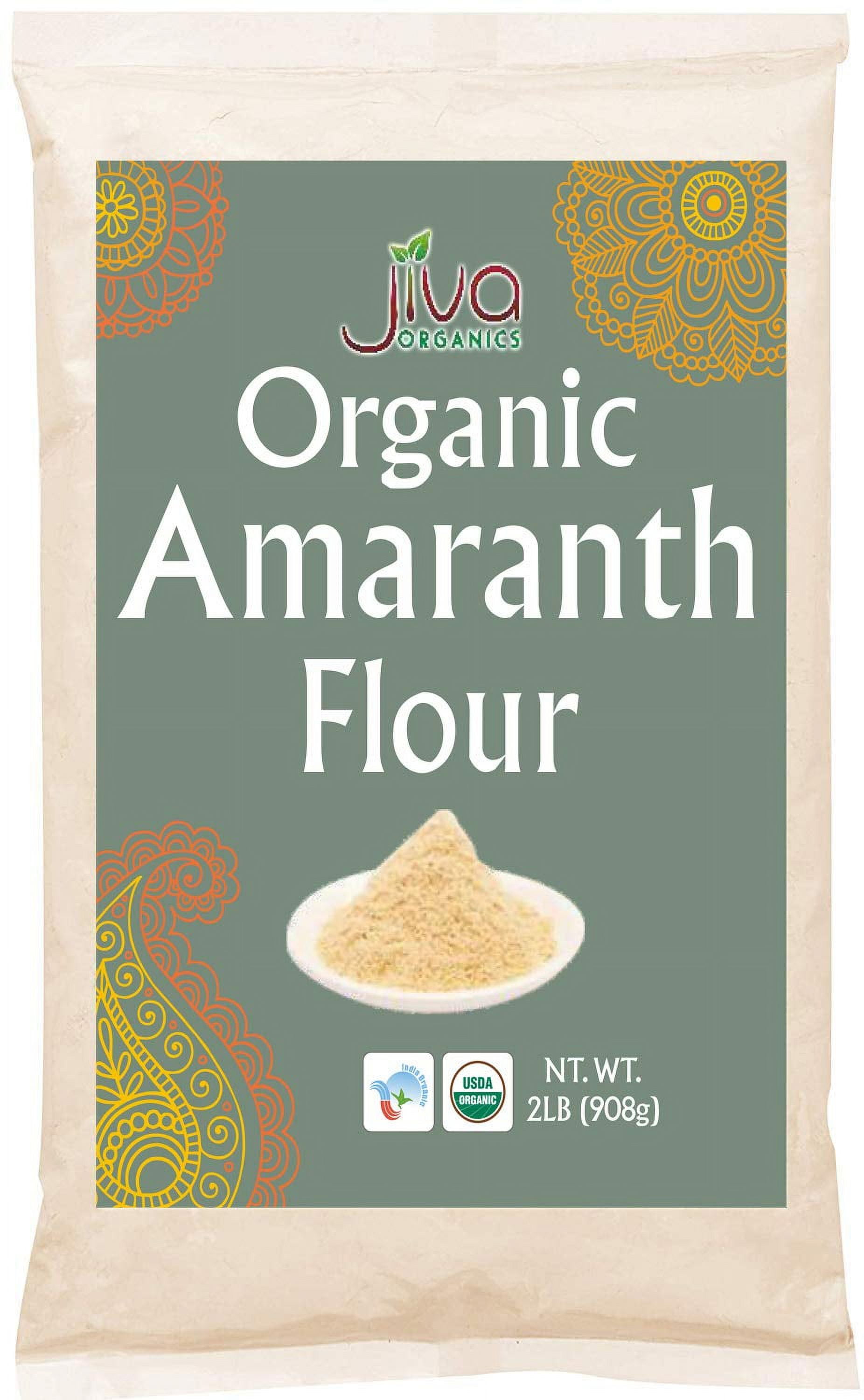 Jiva Organics Organic Amaranth BDF32 Flour 2 Pound Bulk Bag - Rajgira Atta, 100% Natural & Non ...