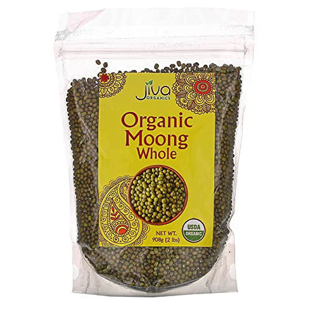 Jiva Organics Organic Mung Beans Whole 2 LB Bag - Green Moong Bean ...
