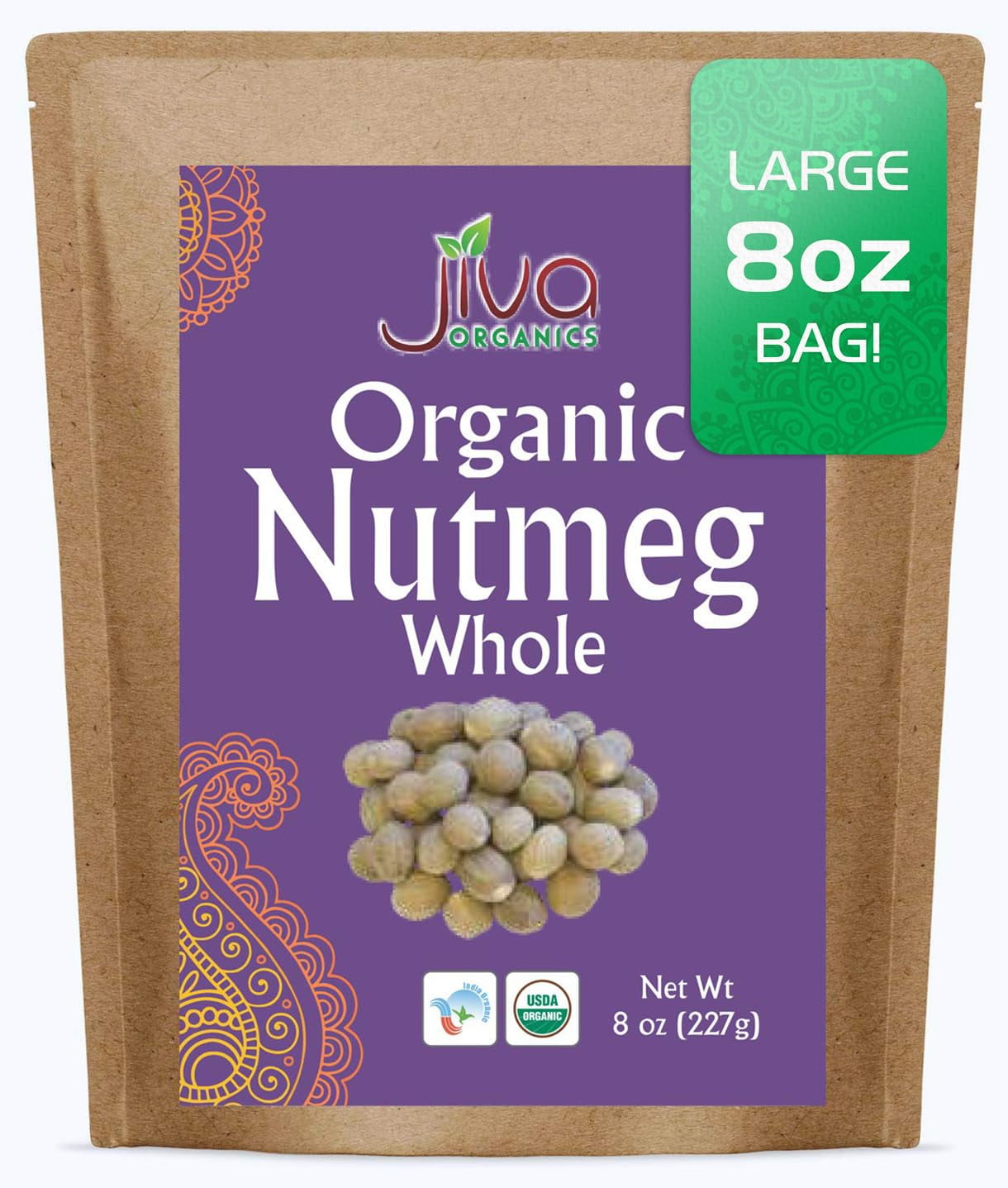 Jiva Organics Organic Nutmeg BCF26 Whole 8 ounce Bag - 100% Natural & Non-GMO Spice - Walmart.com