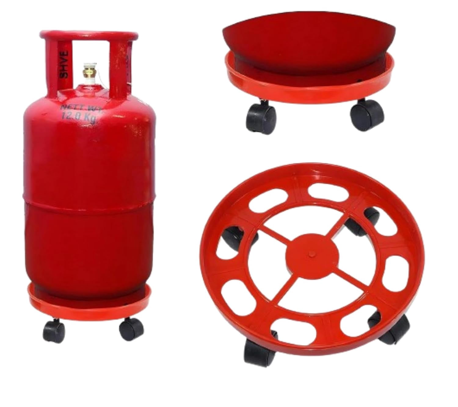 Jiya Shop LPG Cylinder Trolley Easily Movable Stand with Wheels Gas ...