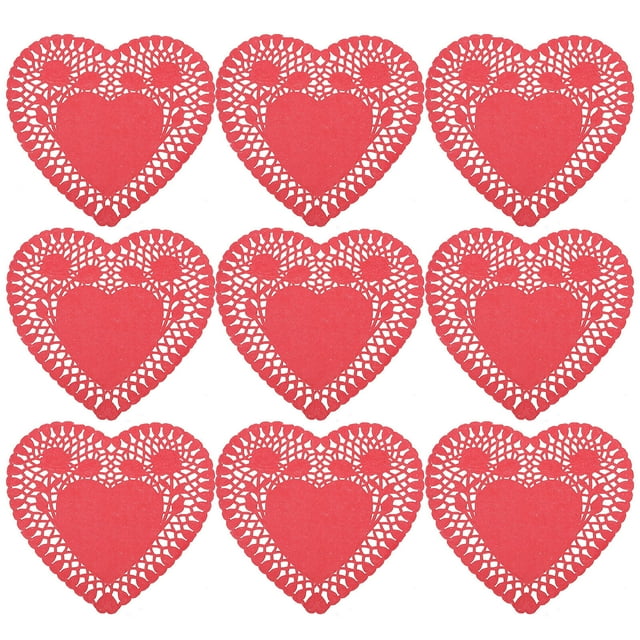 Jiyike 100 Sheets Valentine Heart Doilies Small Paper Heart Shape ...