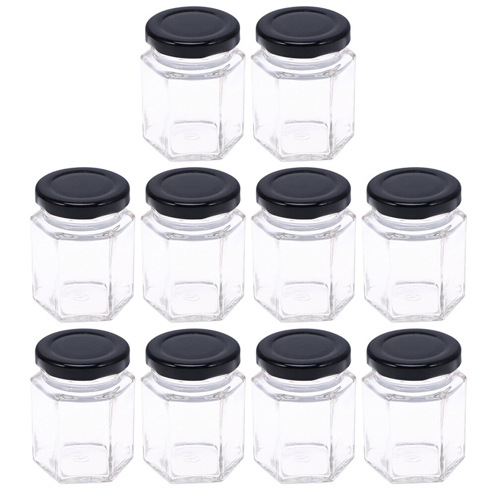 Masteelf 10pcs 45ml Hexagon Transparent Glass Bottle 60g Honey Storage ...