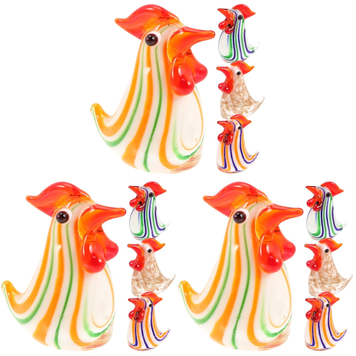 Jiyike 12 pcs Glass Chicken Figurine Mini Glass Chicken Statues Glass ...