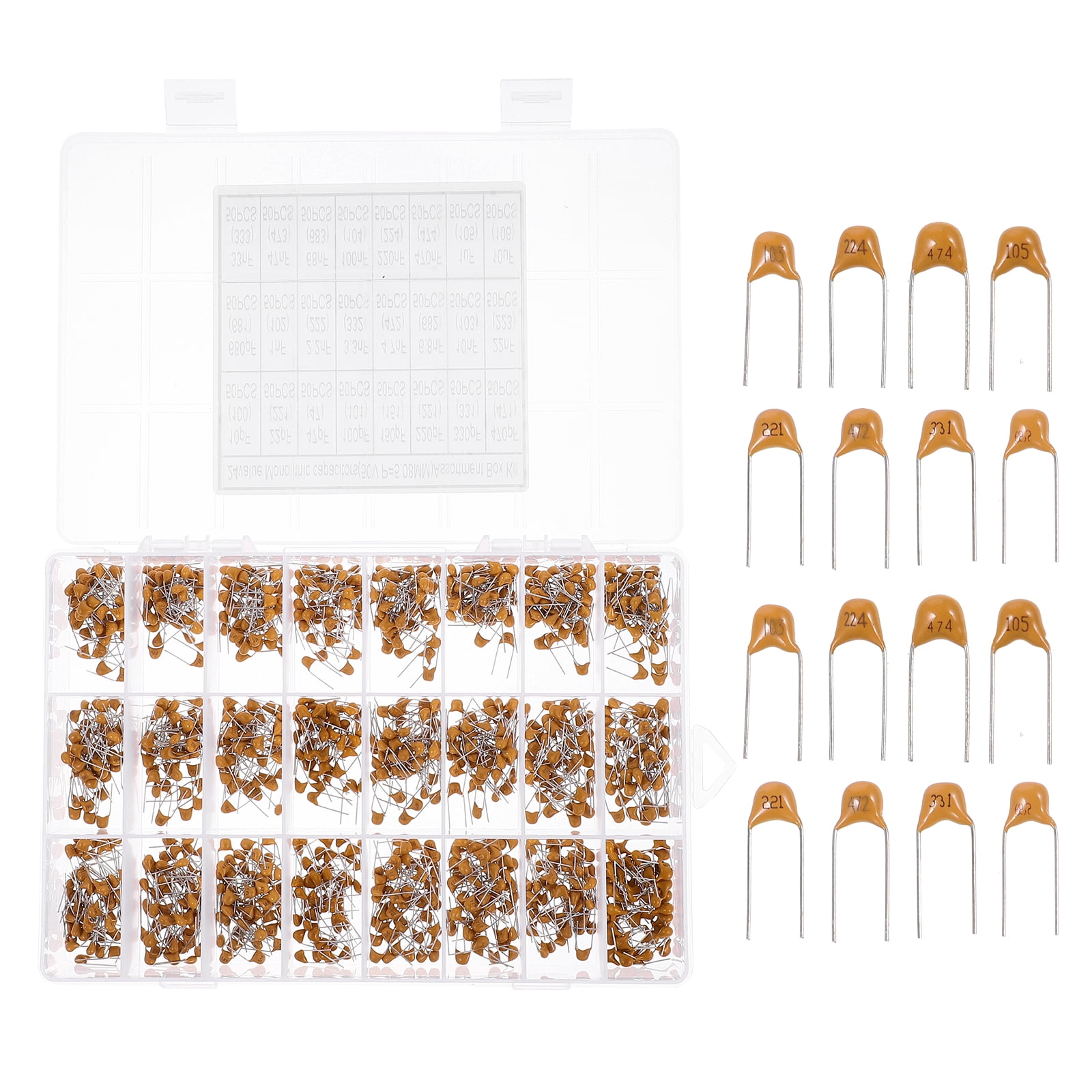 Jiyike 1200pcs Capacitor Kit Assorted Ceramic Capacitor Kit Monolithic ...