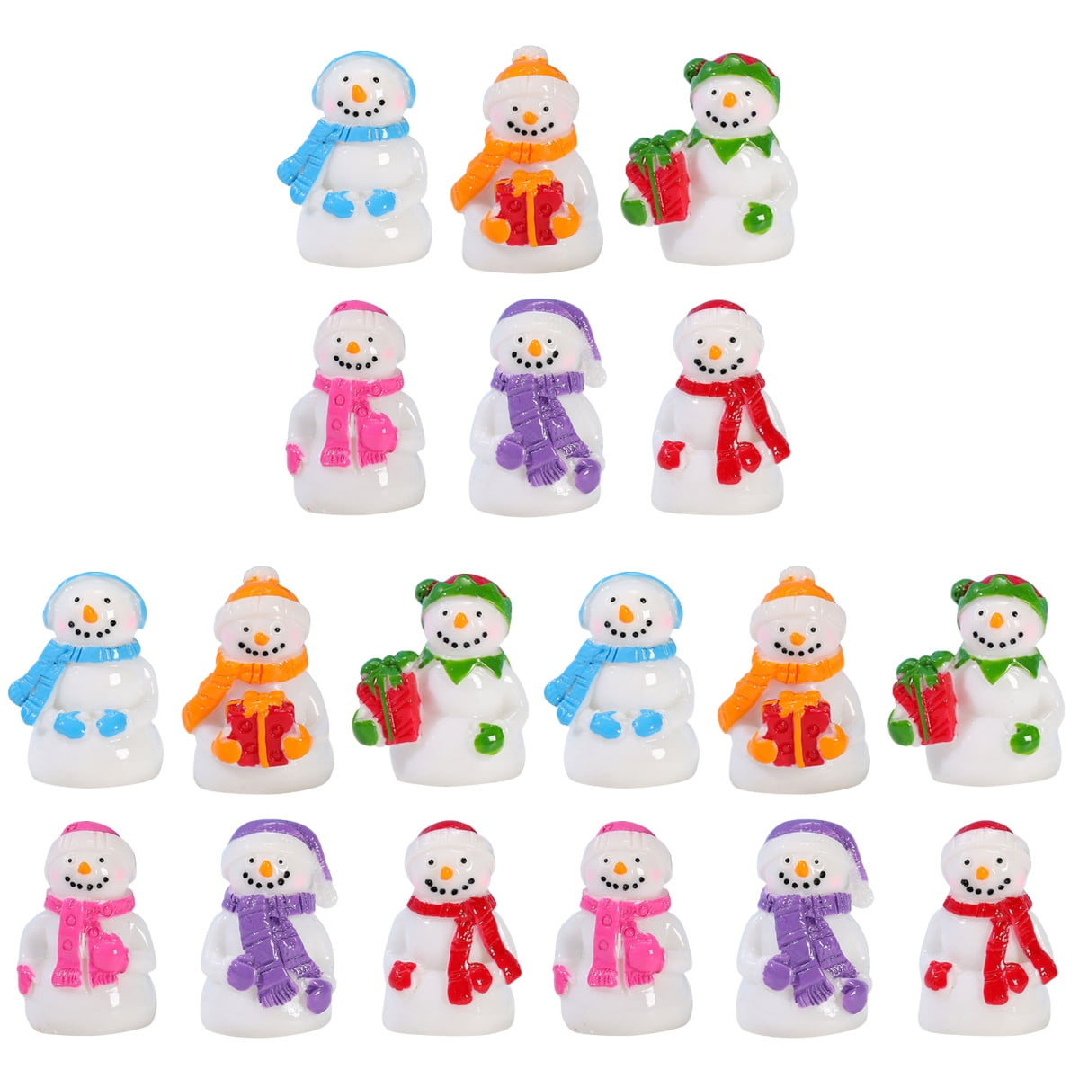 Jiyike 18 pcs Miniature Snowman Figurines Miniature Christmas Ornaments ...