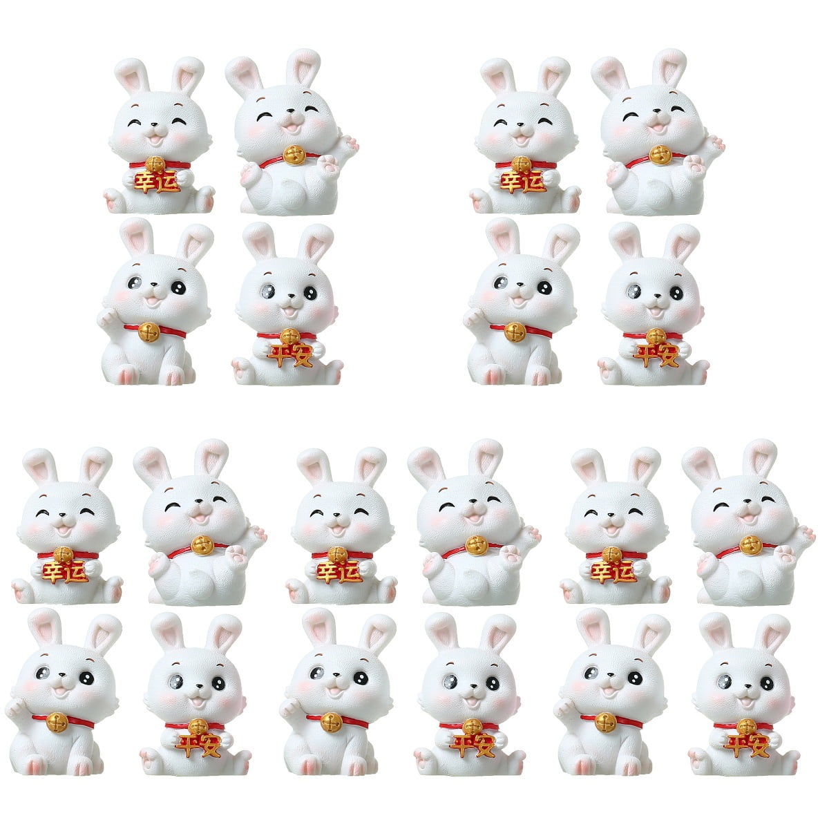 Jiyike 20 pcs Year of the Rabbit Cartoon Zodiac Rabbit Figurine Resin ...