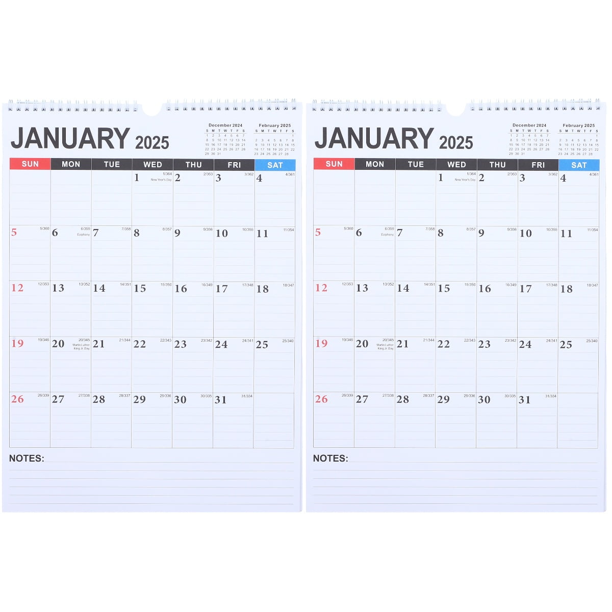 Jiyike 2pcs Wall Calendar 2024-2025 Hanging Calendar English Wall ...