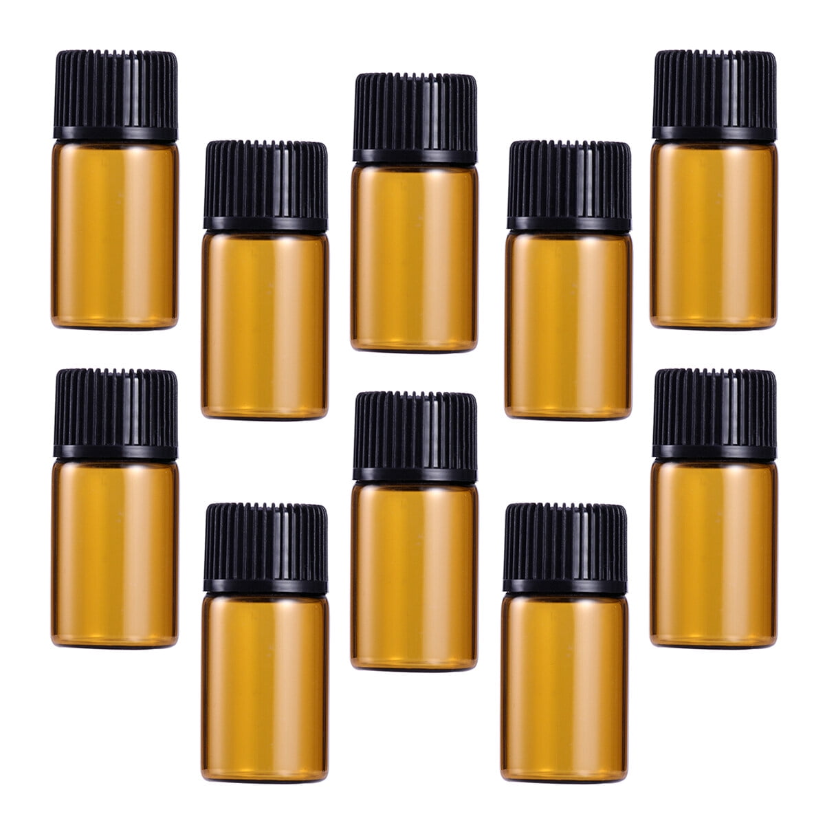 Jiyike 30 Pcs 5ml Mini Amber Glass Vial Bottles and for Essential Oils ...