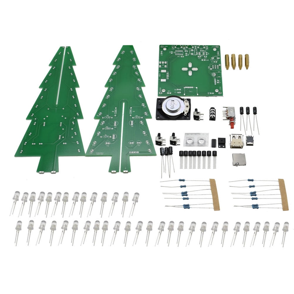 Jiyike 3D RGB LED Christmas Tree Electronic Soldering Assemble Kit 7 ...