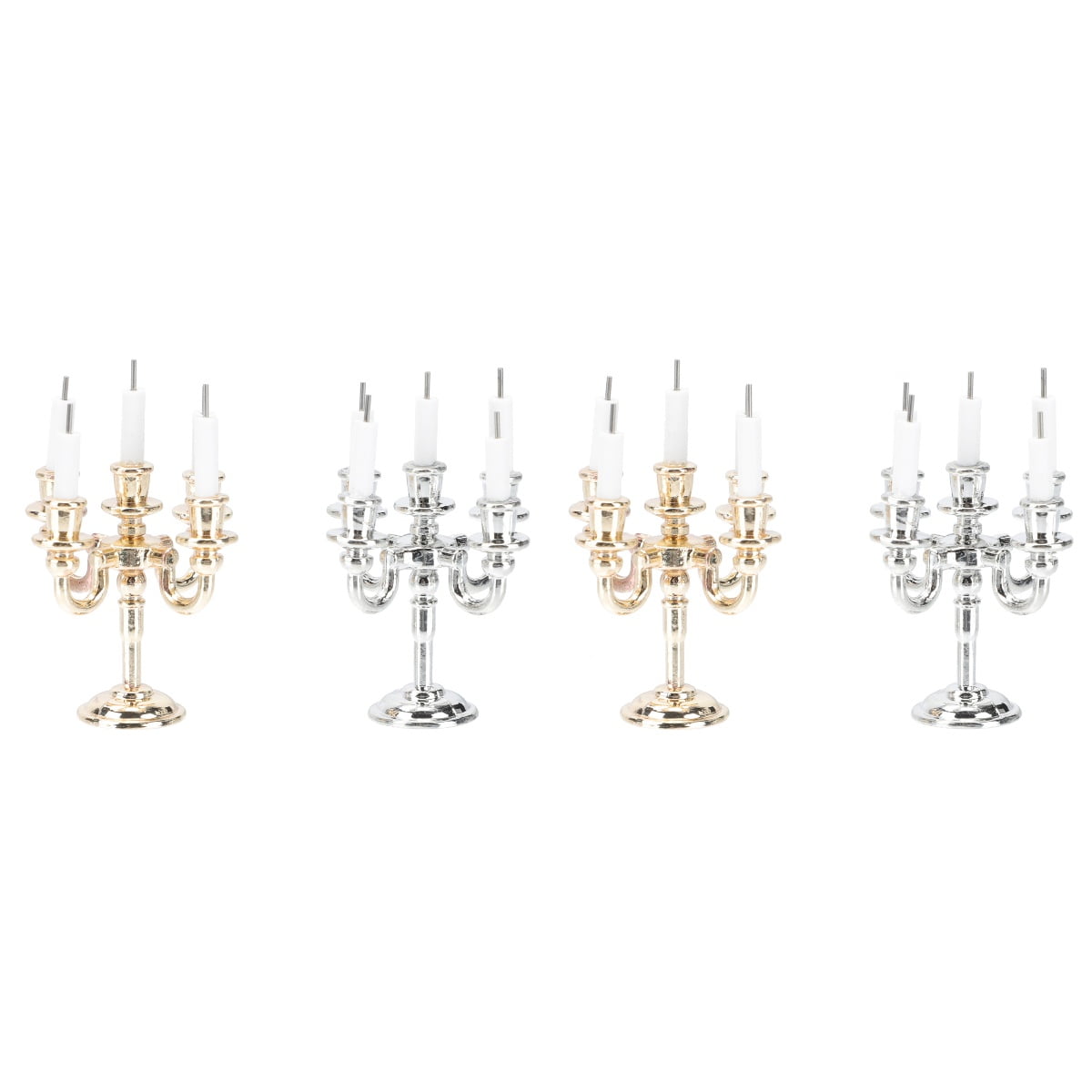 Jiyike 4 Sets Toy House Candlesticks Miniature Candlesticks Mini Alloy ...