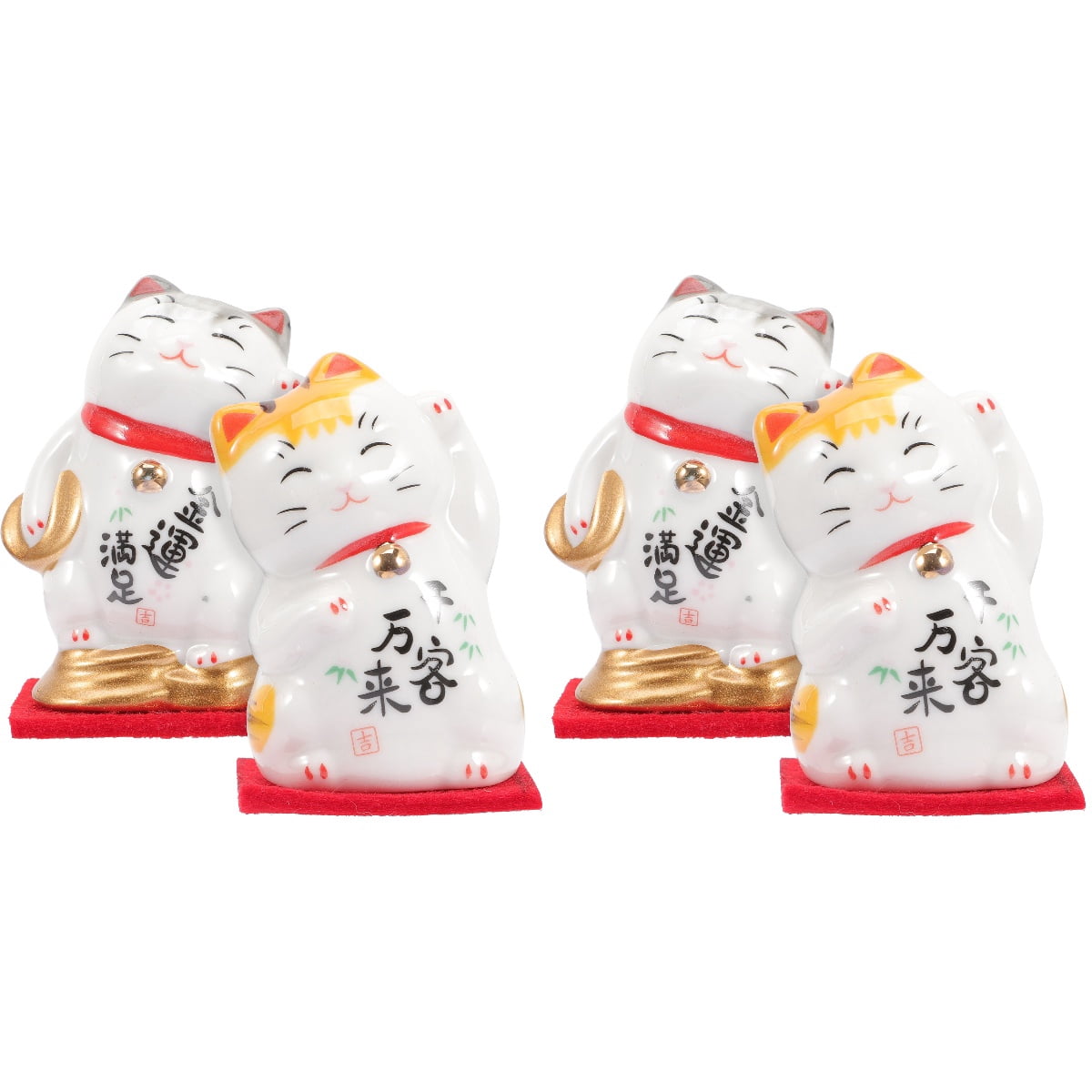 Jiyike 4 pcs Japanese Maneki Neko Fortune Cat Figurines Cute Fortune ...
