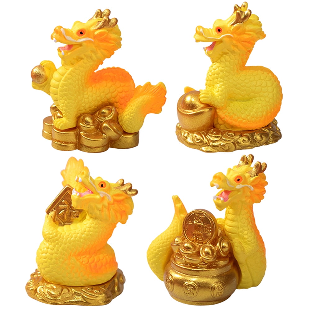 Jiyike 4pcs Miniature Dragon Figurines Mini Dragon Statue Micro ...