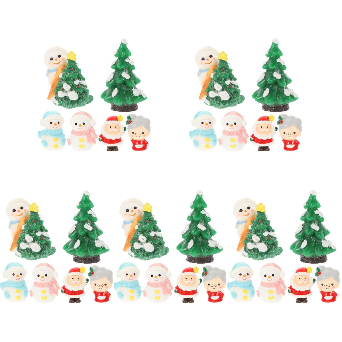 Jiyike 5 Sets Miniature Snowman Santa Mrs Claus Figurines Miniature ...