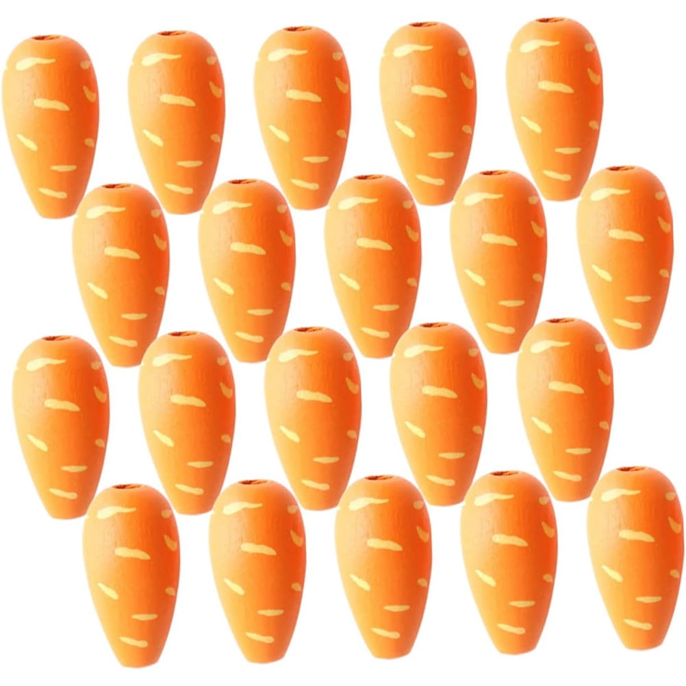 Jiyike 50Pcs Wooden Beads Carrot Shape Wood Loose Beads Easter Themed ...