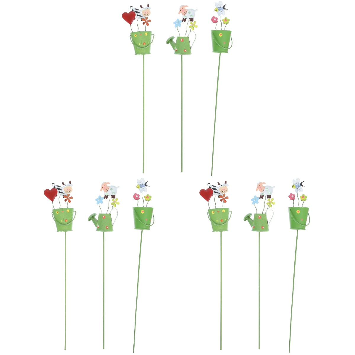 Jiyike 9 pcs Iron Kettle Inserts Flower Pot Insert Stick Decors Bonsai ...