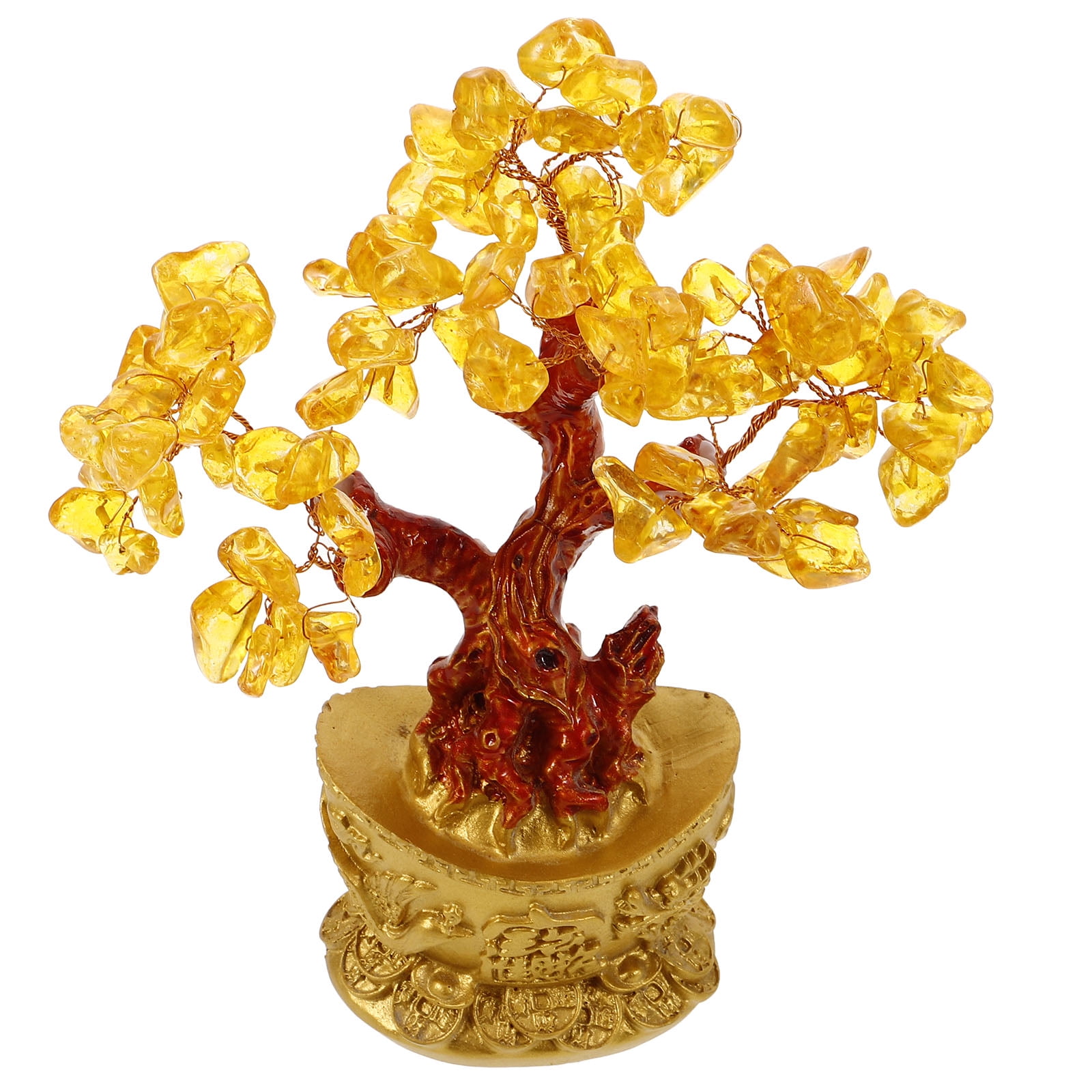 Jiyike Chinese Desktop Crystal Money Tree Bonsai Traditional Money Tree ...