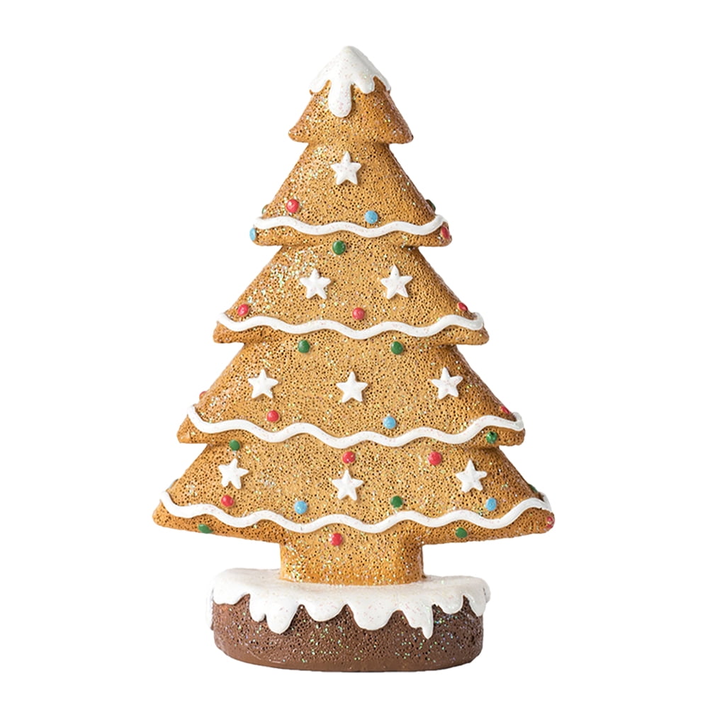 Jiyike Christmas Gingerbread Village Resin Mini Xmas Tree Gingerbread ...