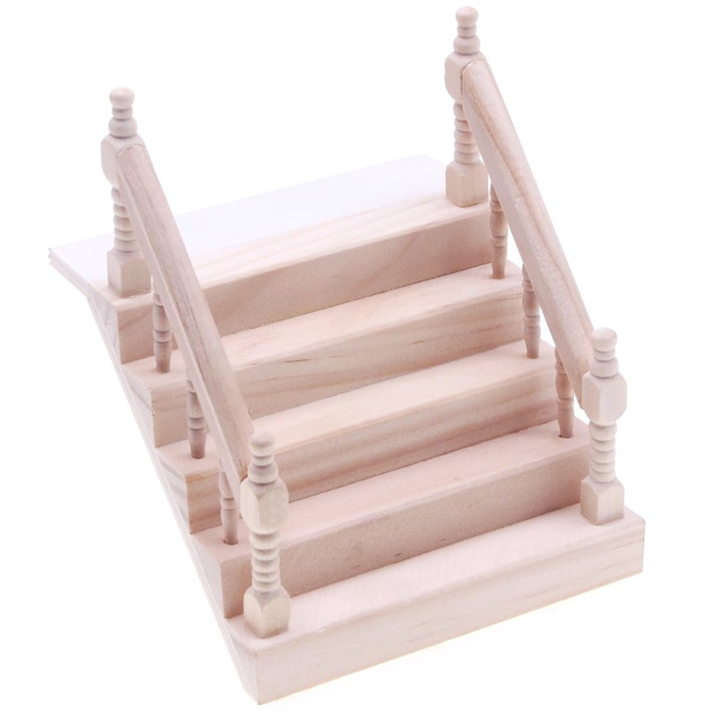 Jiyike Doll House Mini Handrail Stair Tiny Wooden Staircase Model ...