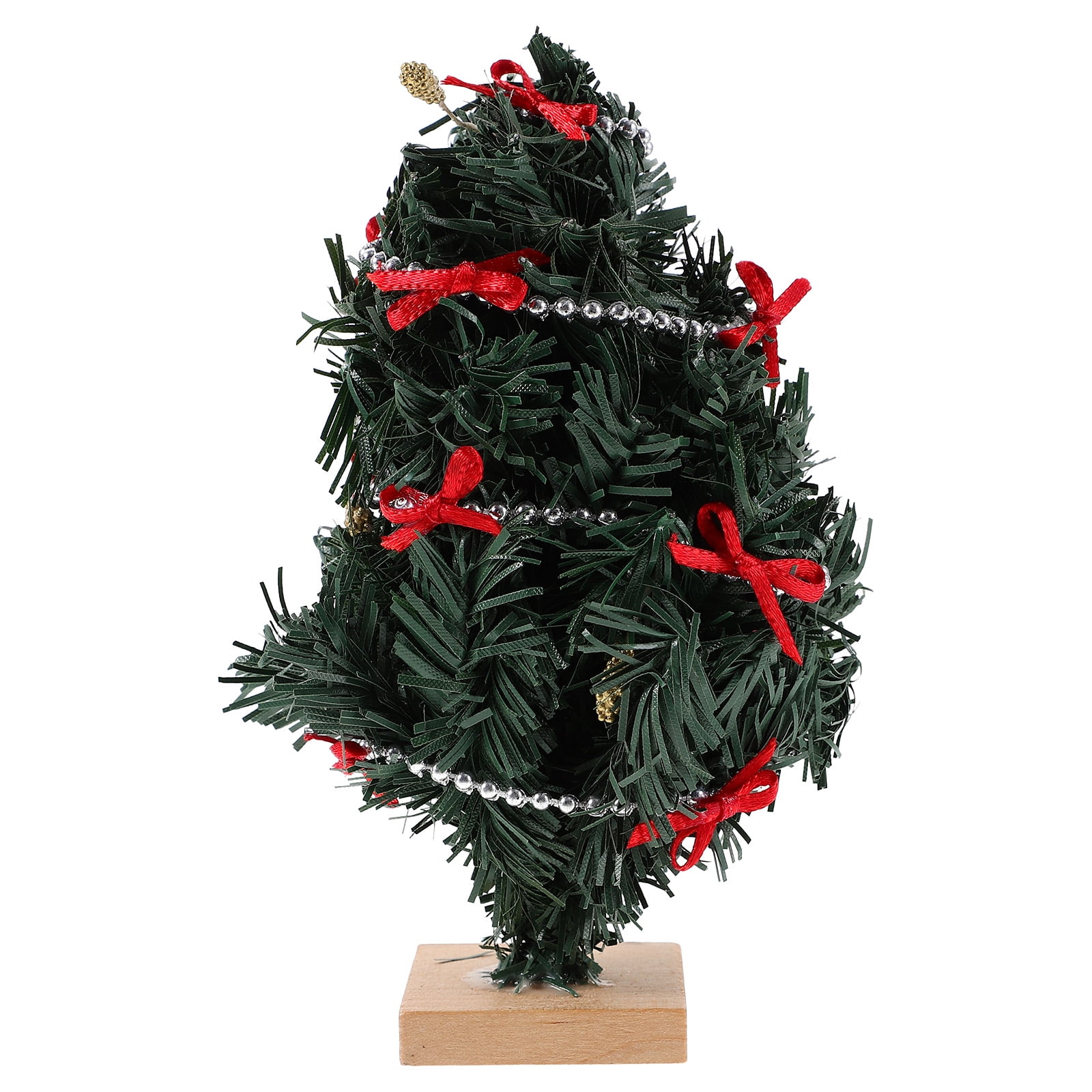 Jiyike Mini Xmas Tree Miniature Xmas Tree with Wooden Base Christmas ...