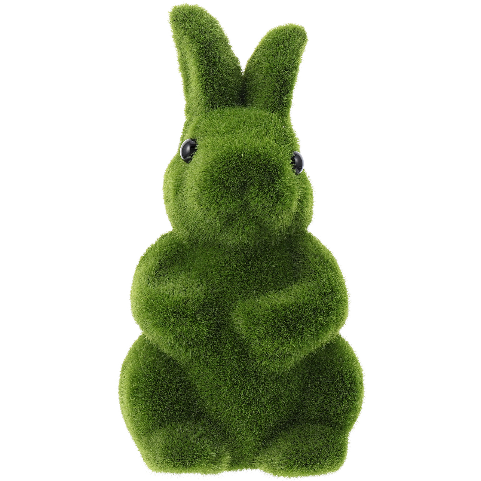 Jiyike Moss Bunny Rabbit Figurine Furry Flocked Rabbit Statue ...