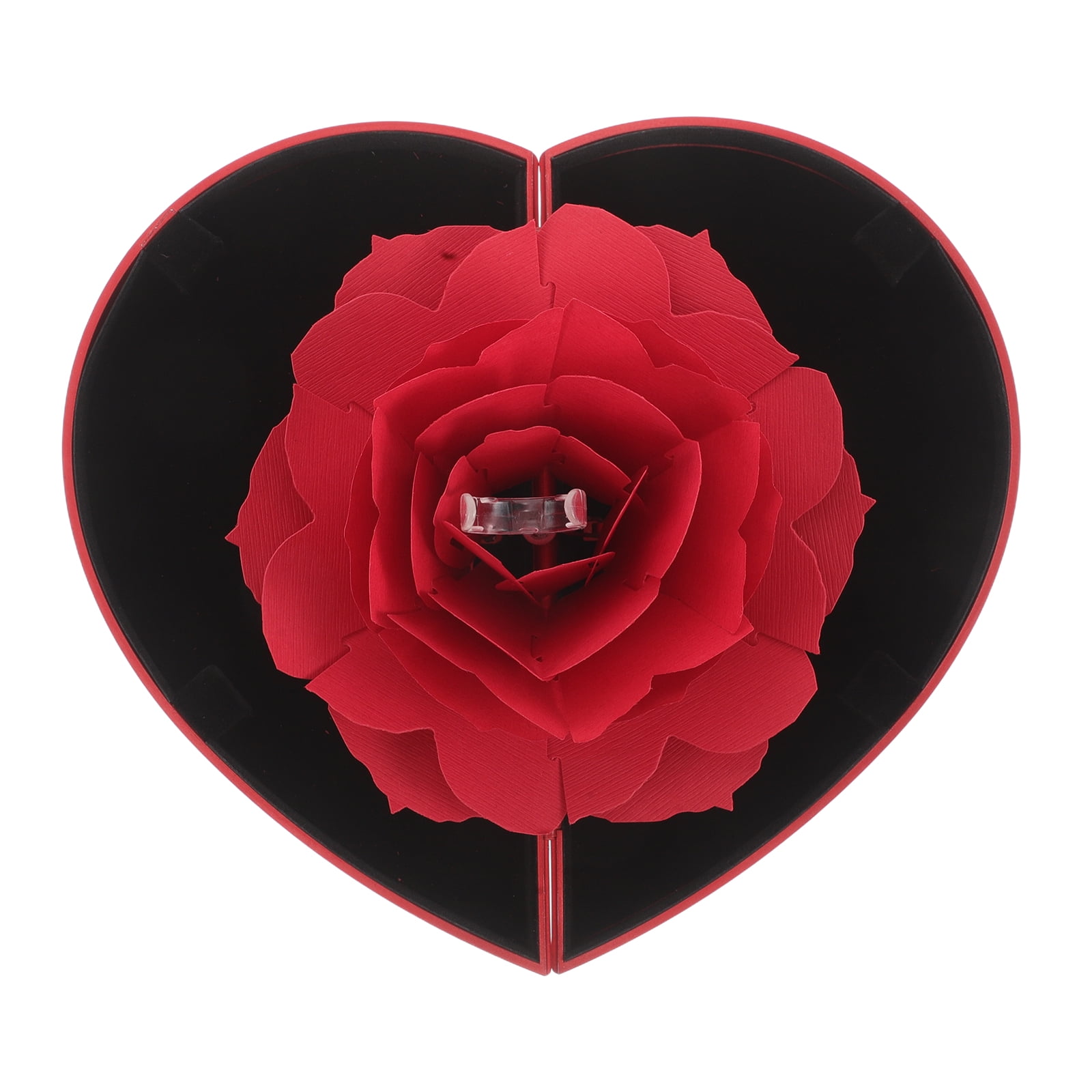 Jiyike Rose Ring Box Proposal Ring Box Heart Shaped Jewelry Box For ...