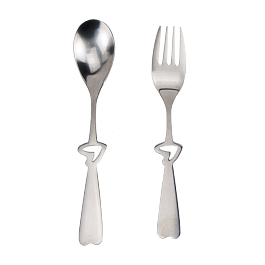 Jiyike Stainless Steel Flatware Set Hollow Heart Spoon Fork Silverware ...
