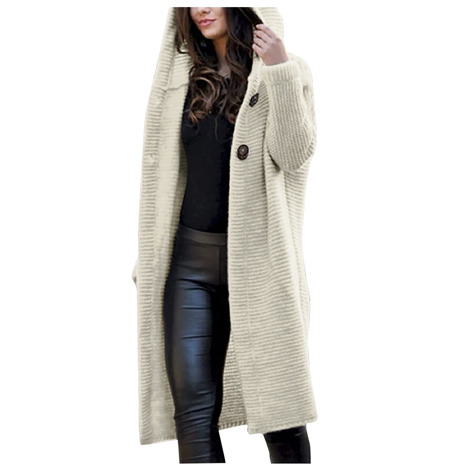 Jiyugala Women's Overcoat Cardigan Ribbed Sweaters Outwear Long Sleeve ...