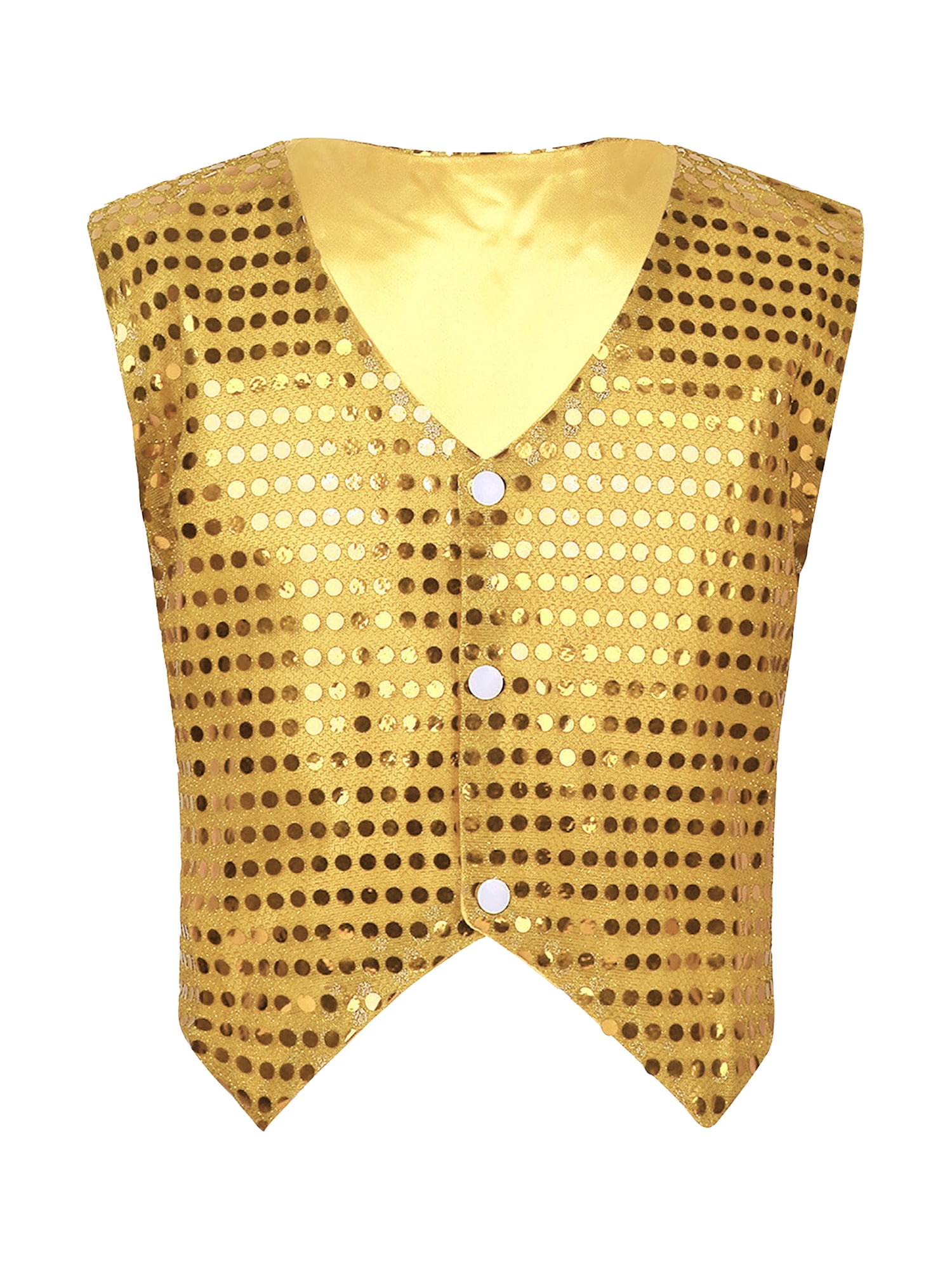 Jizyo Kids Boys Girls Sequins Vest Waistcoat Disco Party Fancy Dress Up ...