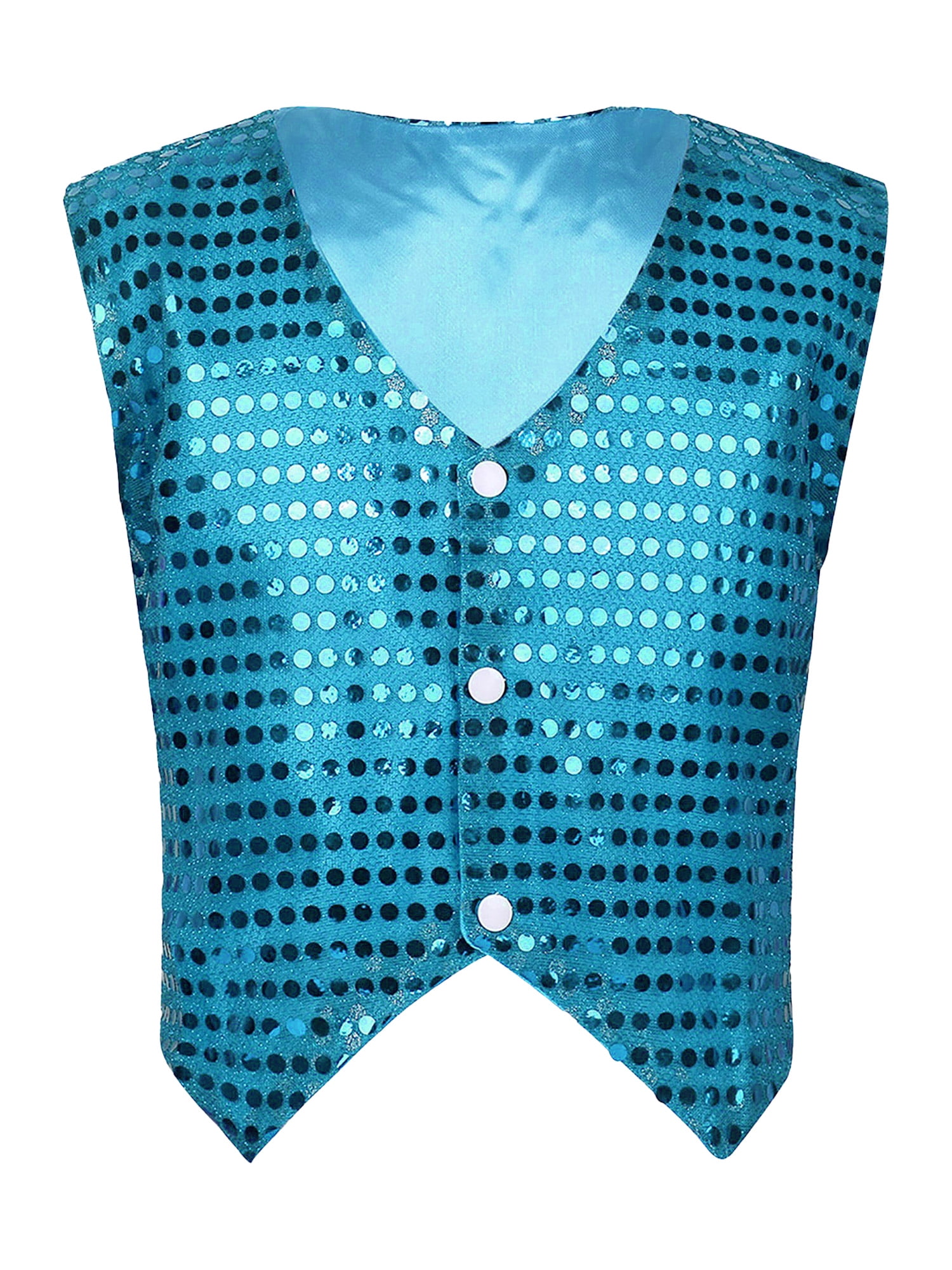 Jizyo Kids Boys Girls Sequins Vest Waistcoat Disco Party Fancy Dress Up ...