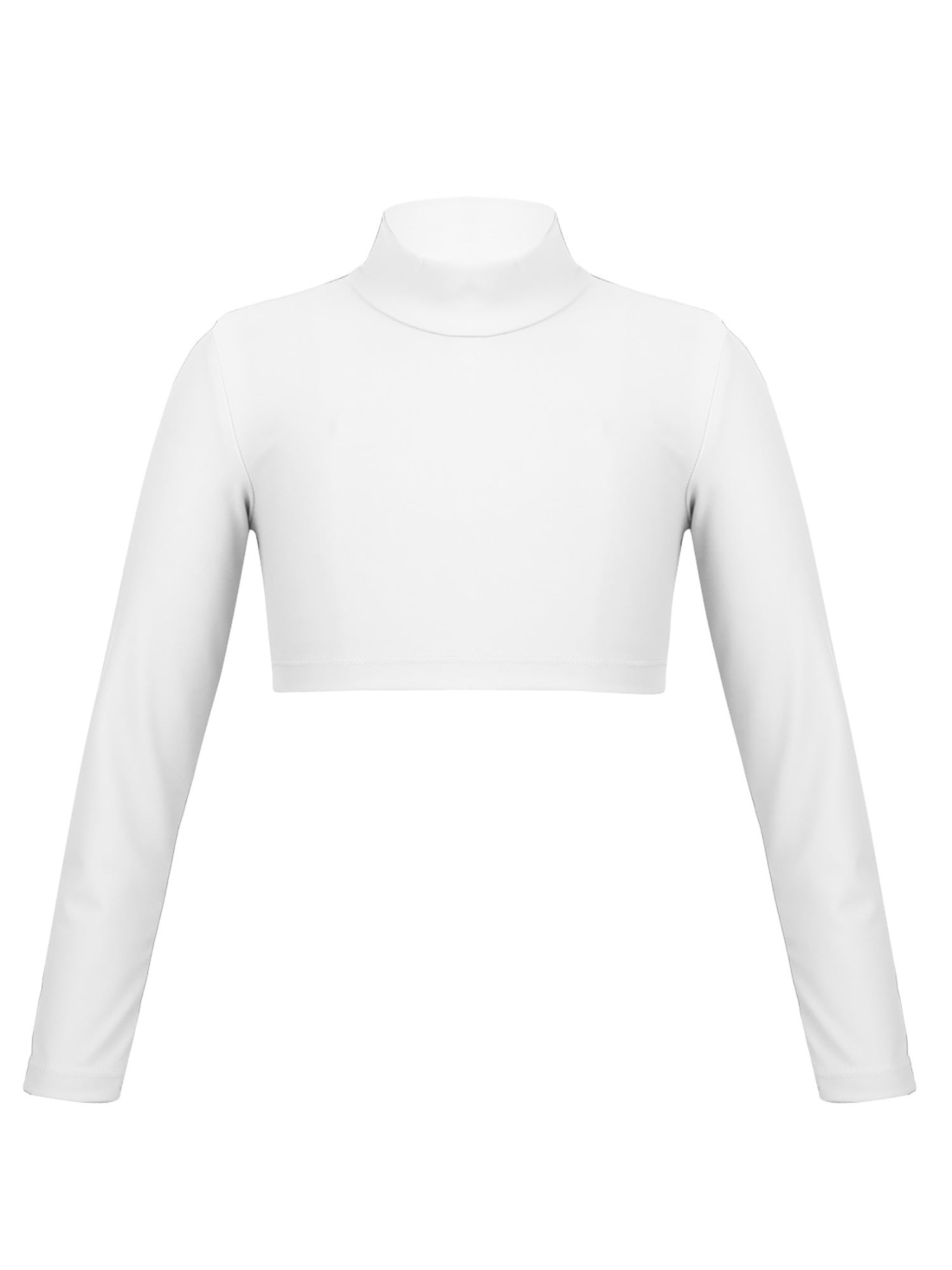 Jizyo Kids Girls Crop Top T-shirt Mock Neck Long Sleeve Shirt for Jazz ...