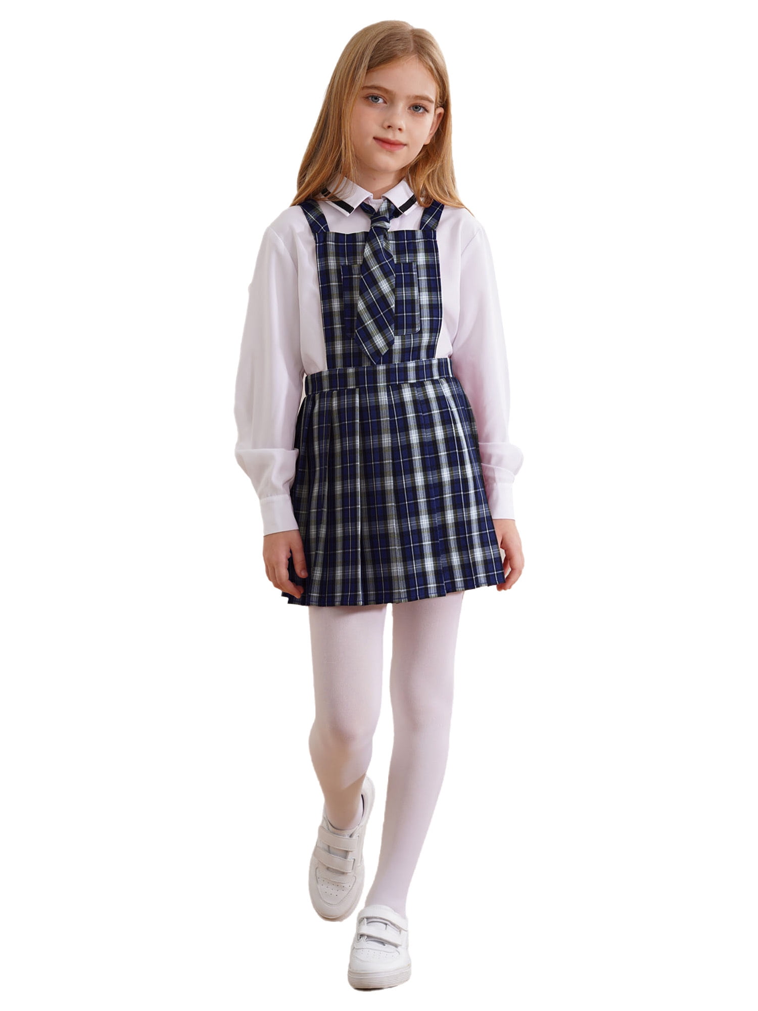 Jizyo Kids Girls School Uniform Jumper Plaid Overalls Dresses Summer ...
