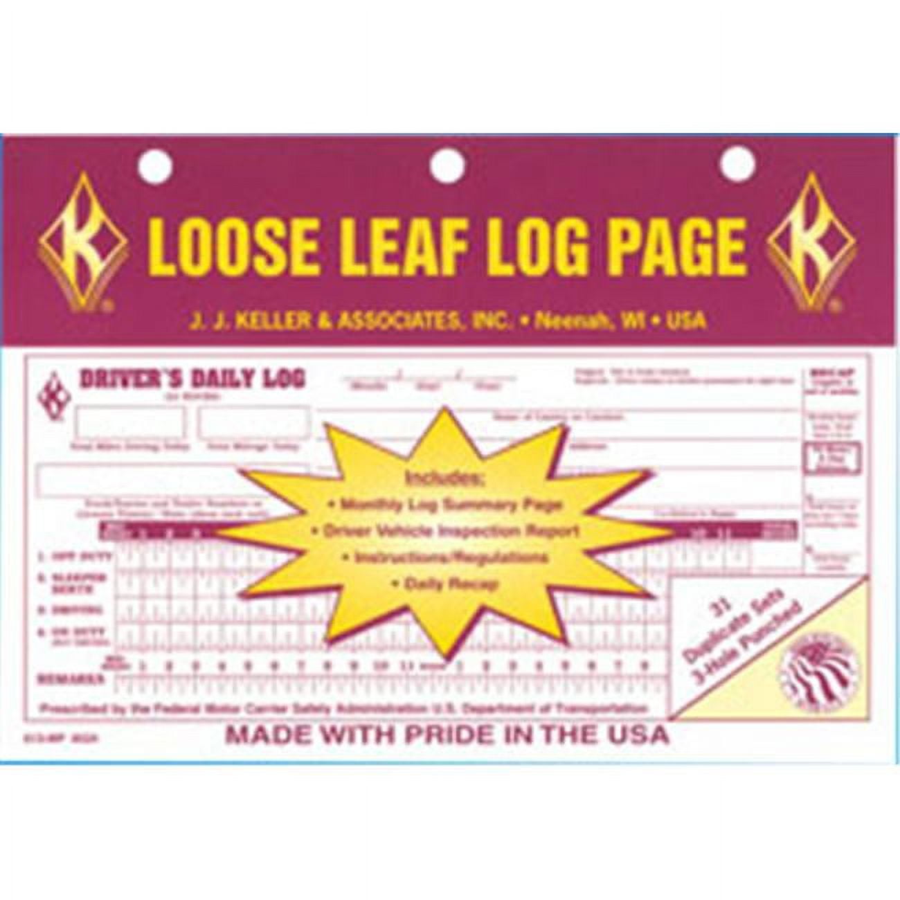 Jj Keller 13-MP Logbook 31-Day Loose-Leaf - Walmart.com