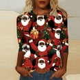 Jjayotai Womens 34 Length Sleeve Tops Christmas Blouses For Women Crew Neck Vacation
