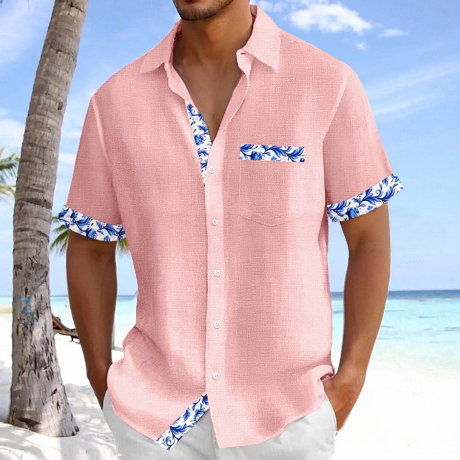 Jjayotai George Shirts for Men with Pocket, Men Casual Floral Print ...