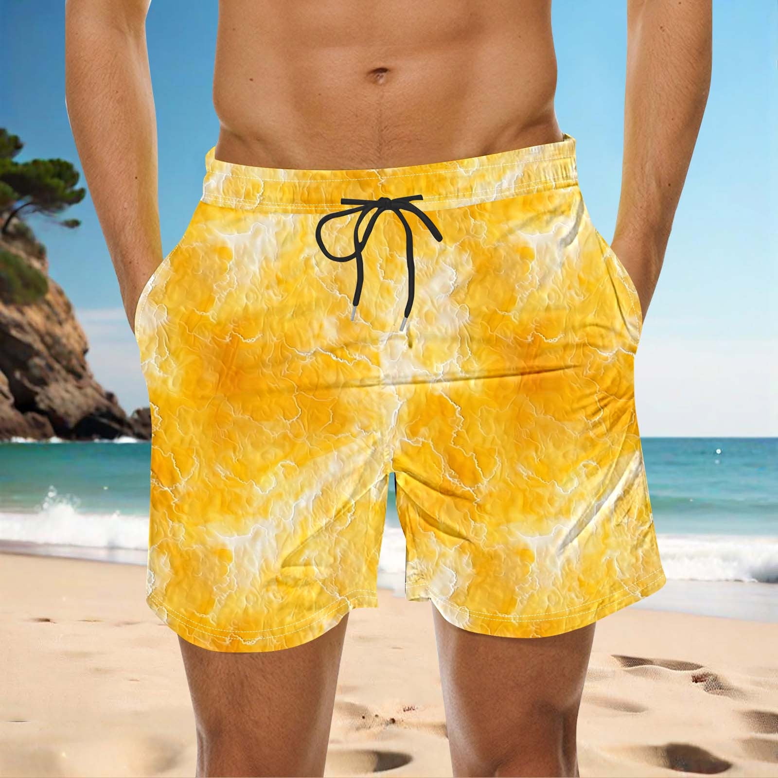 Jjayotai George Shorts Men Above the Knee, Men's Swim Trunks, Beach ...