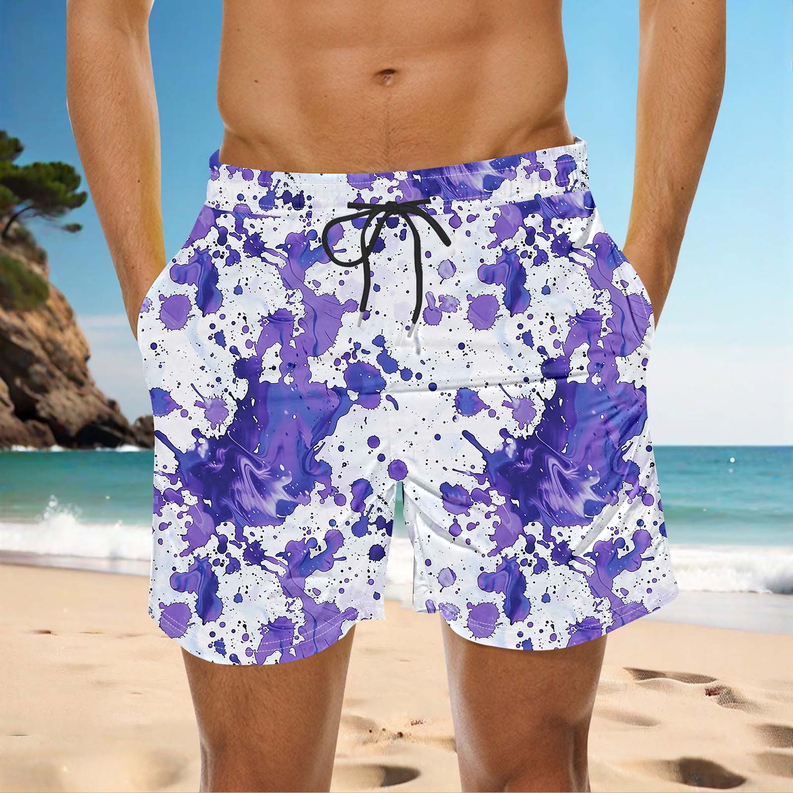 Jjayotai George Shorts Men Above the Knee, Men's Swim Trunks, Beach ...