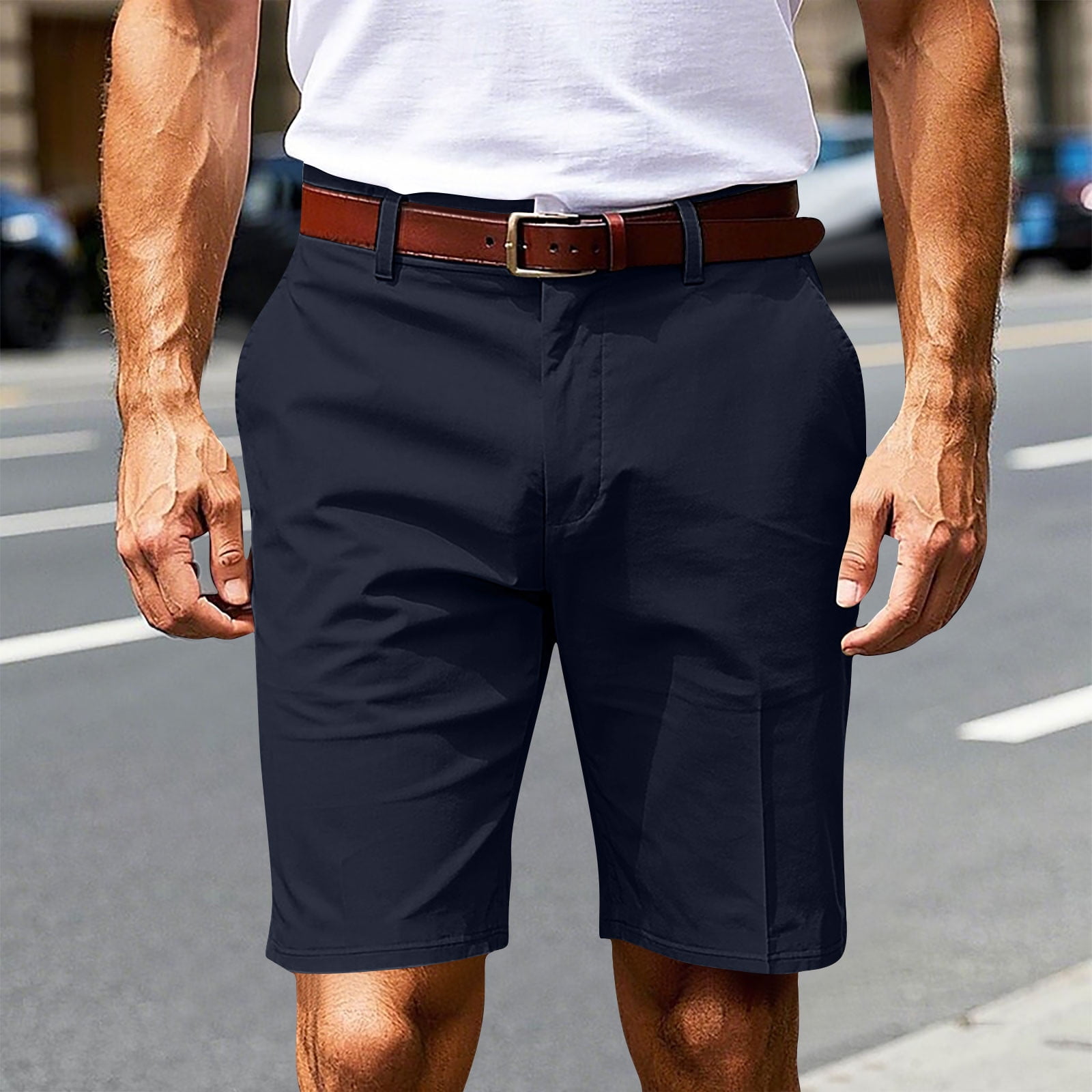 Jjayotai George Shorts Men, Men's Cool Straight Fit Flat Front 4-Way ...