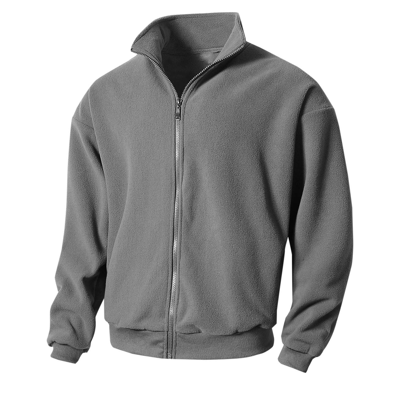 Jjayotai Men's Fleece Jackets, Full Zip Up Stand Collar Lightweight ...