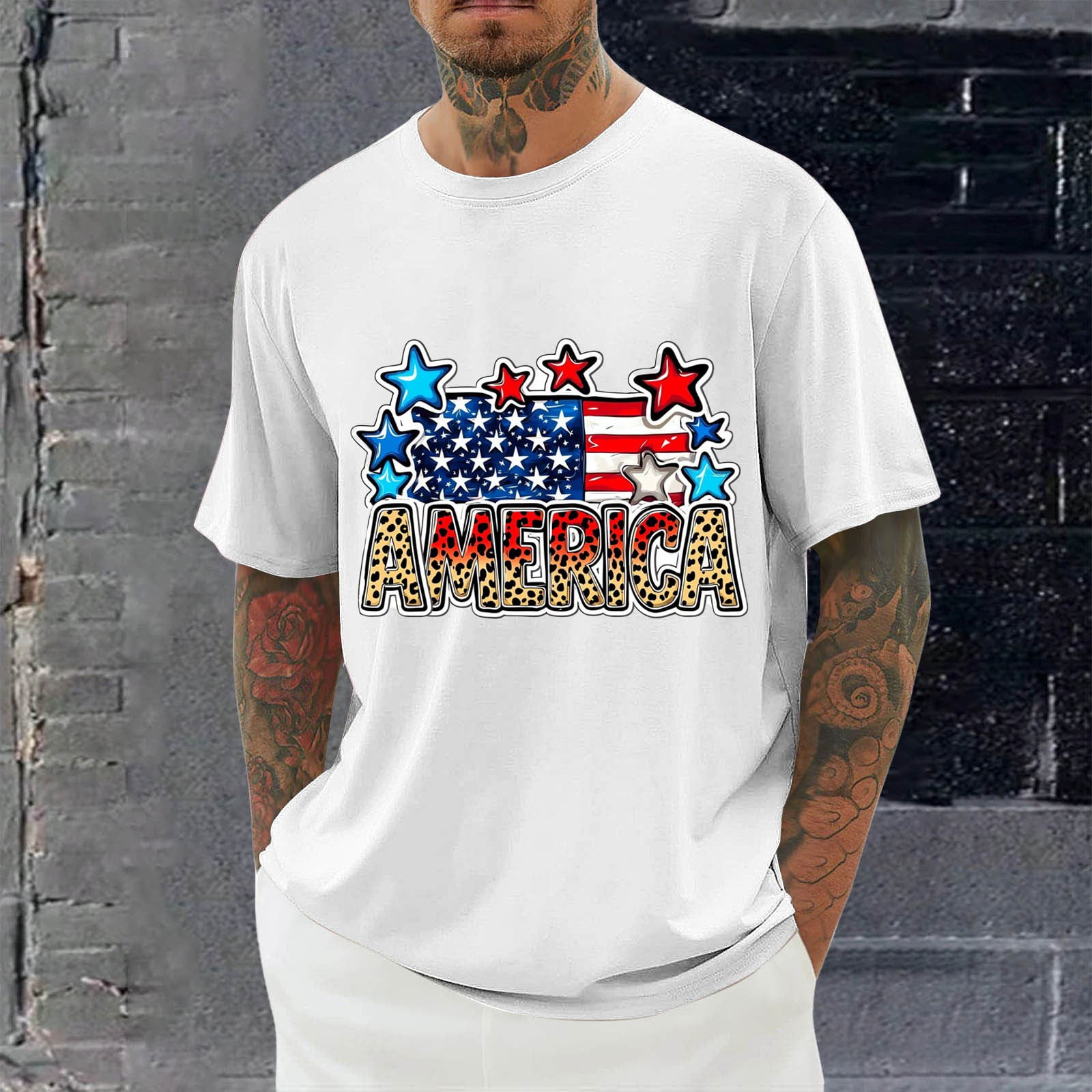 Jjayotai Mens 4th of July Tee, Independence Day Tee Tops, USA Shirt ...