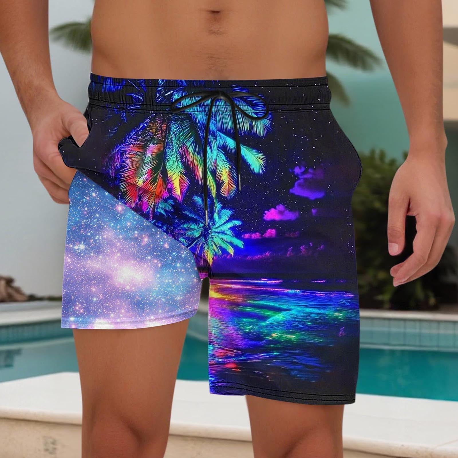 Jjayotai Mens George Shorts Stretch Waist, Men Swim Trunks with ...